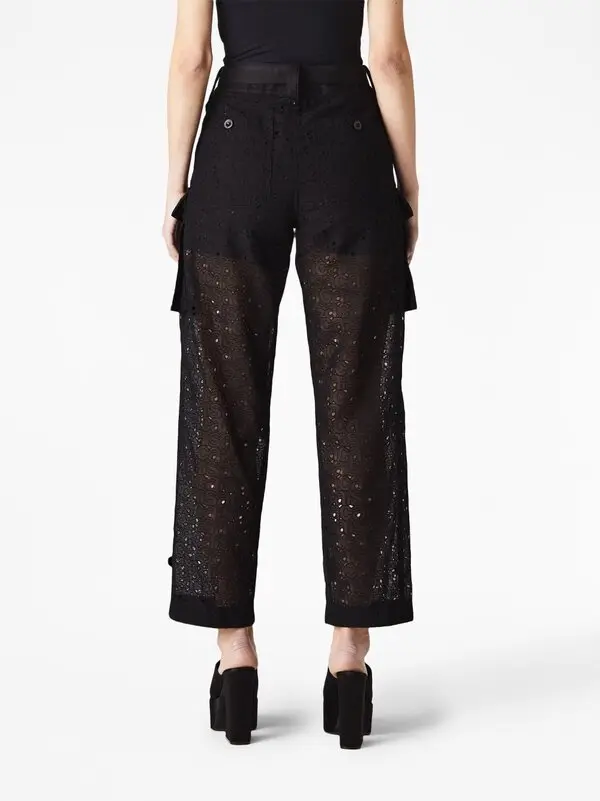 Sacai Logo-embroidery Trousers - Black