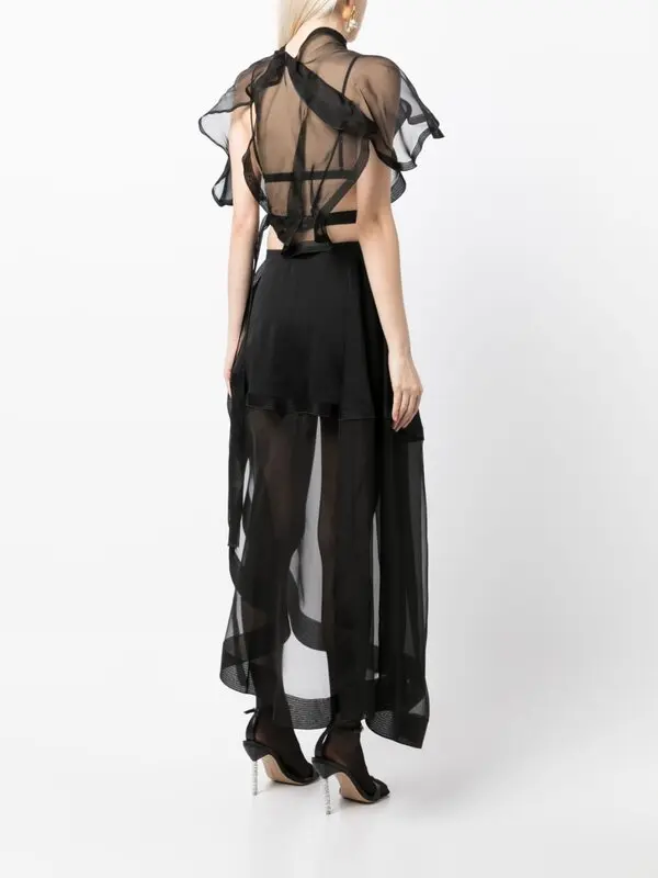 Victoria Beckham Asymmetric Semi-sheer Cropped Top