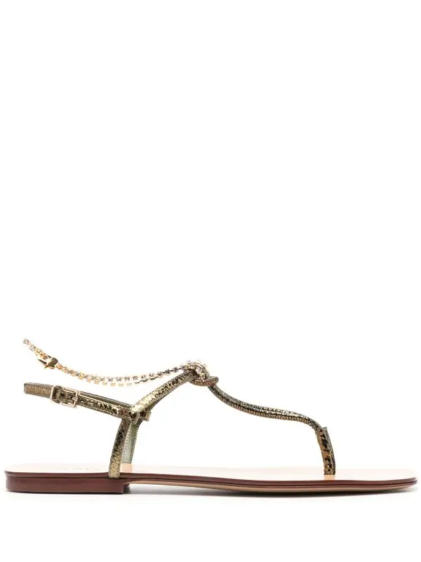 MARIA LUCA Chain-link Leather Sandals - Brown