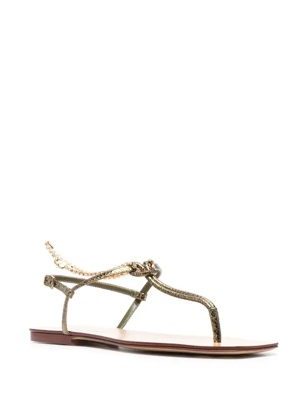 MARIA LUCA Chain-link Leather Sandals - Brown