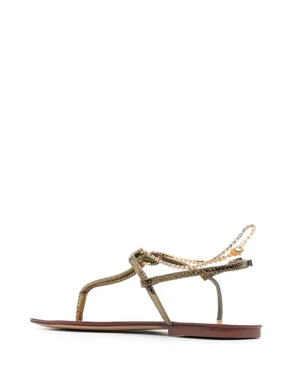 MARIA LUCA Chain-link Leather Sandals - Brown
