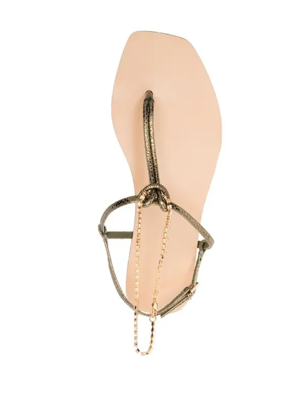 MARIA LUCA Chain-link Leather Sandals - Brown