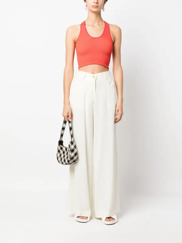 FORTE_FORTE Ribbed Cross-strap Cropped Tank Top