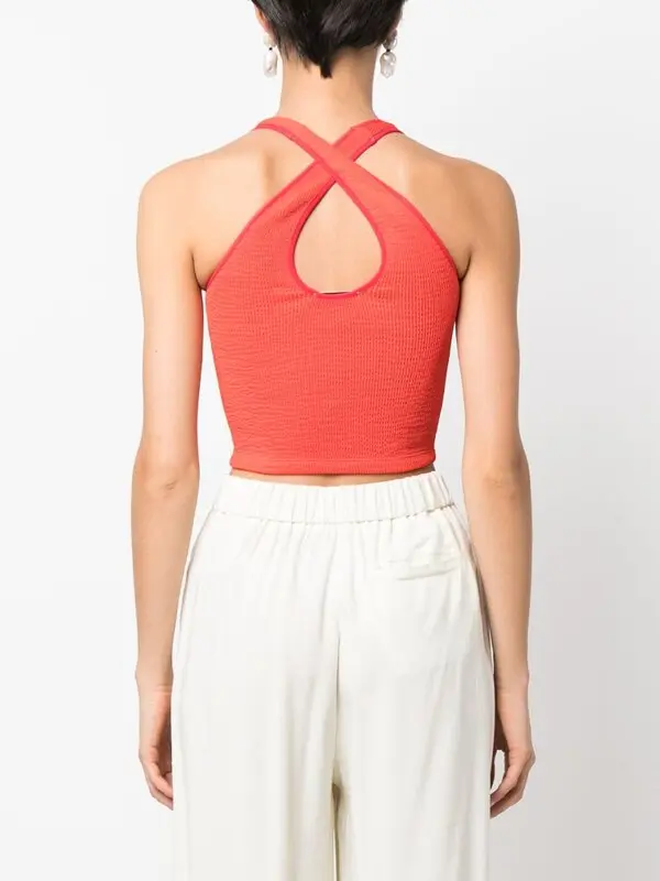 FORTE_FORTE Ribbed Cross-strap Cropped Tank Top