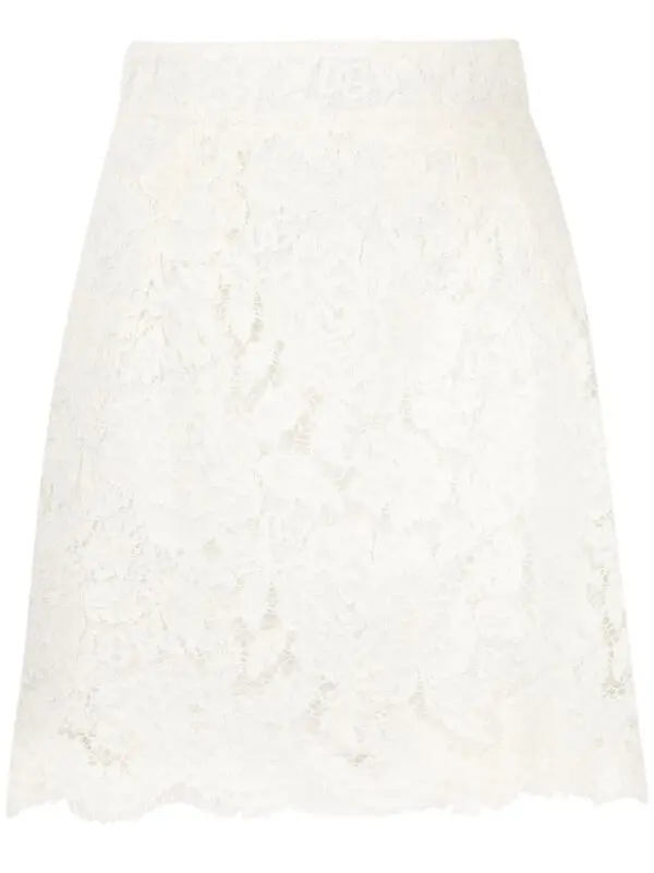 Dolce & Gabbana Floral-lace Miniskirt - White