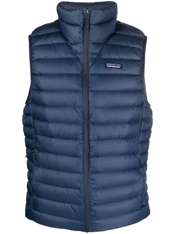 Patagonia Logo-patch Feather-down Gilet - Blue