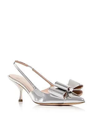 Giambattista Valli Pop Bow Slingback Kitten Heel Pumps