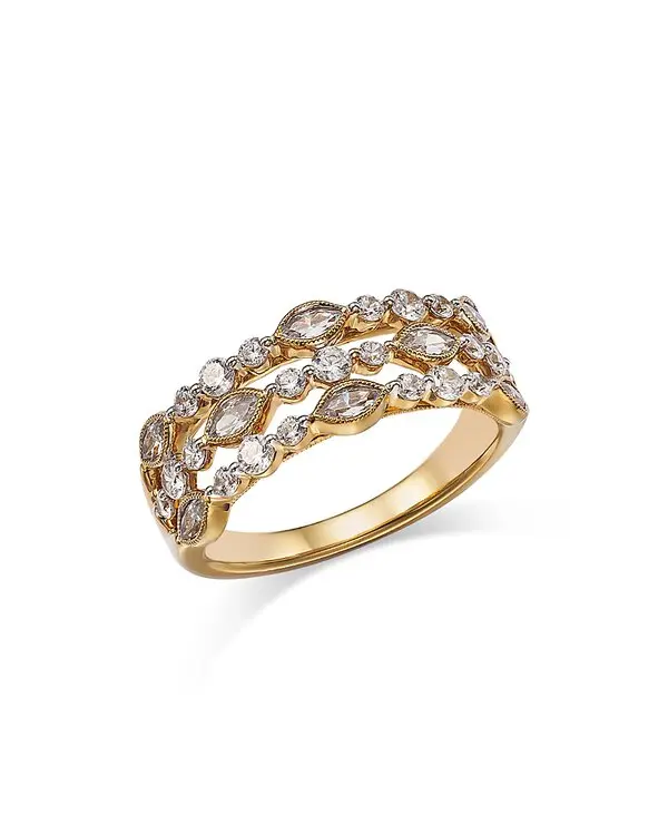 Bloomingdale'S Diamond Triple Row Ring In 14k Yellow Gold - Gold/white