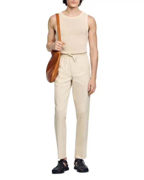 Sandro Alpha Straight-leg Drawstring Trousers - Light Beige