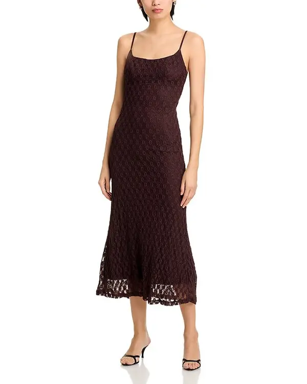 Bardot Adoni Crochet Midi Dress - Dark Chocolate