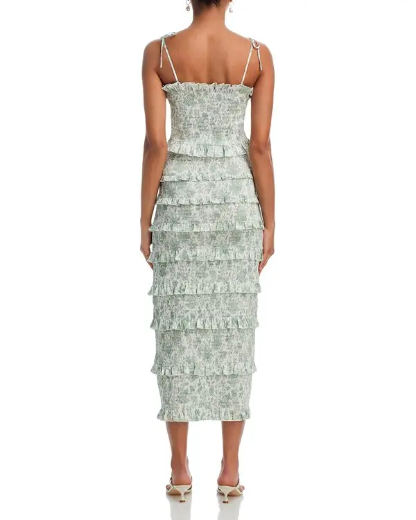 V. CHAPMAN Lily Smocked Midi Dress - Sage Toile