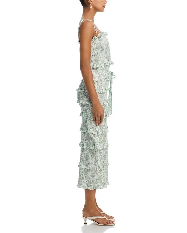 V. CHAPMAN Lily Smocked Midi Dress - Sage Toile