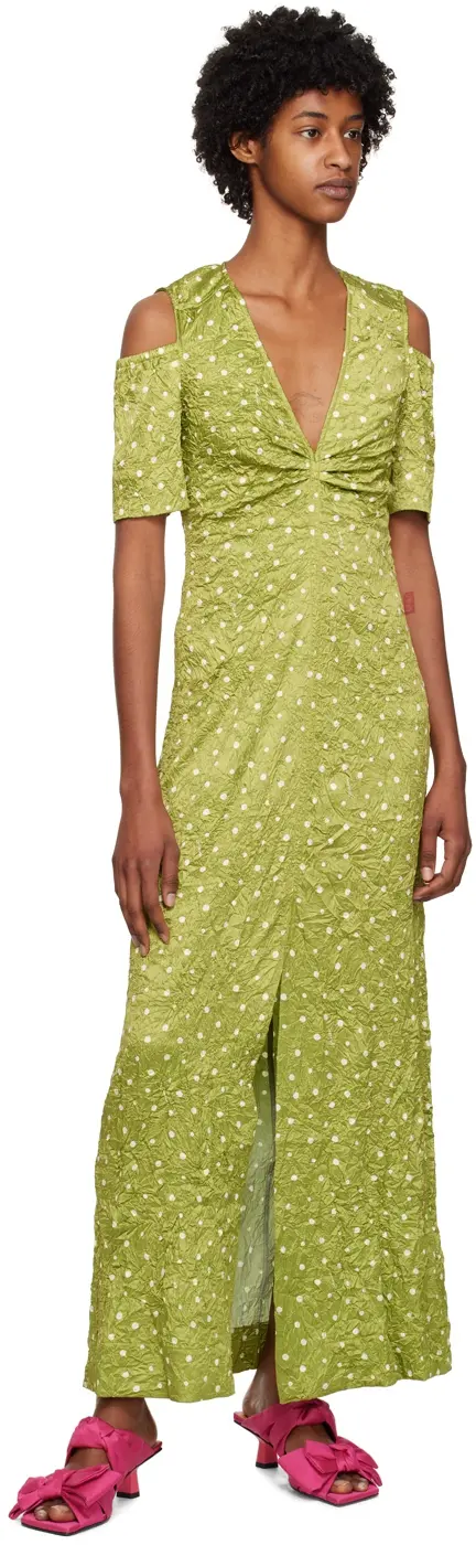 green emerald velvet dress GANNI 