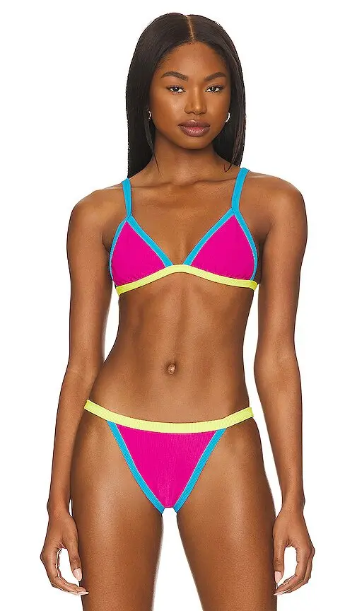 Beach Riot Mika Bikini Top - Retro Brights Colorblock