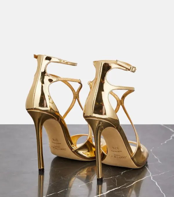 Jimmy Choo Azia 110 Patent Leather Sandals - Gold | Editorialist