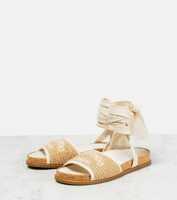 JIMMY CHOO Gal Flat Raffia Sandals