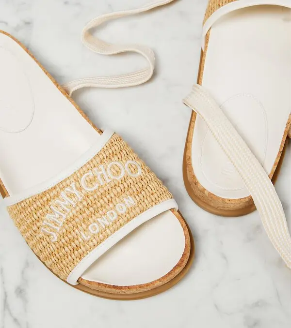 JIMMY CHOO Gal Flat Raffia Sandals