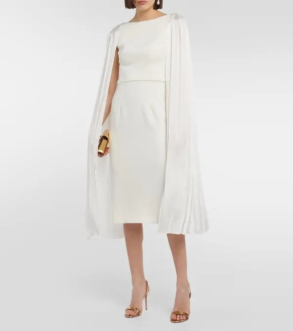 Safiyaa Essiah Crepe And Satin Midi Dress In Ivory