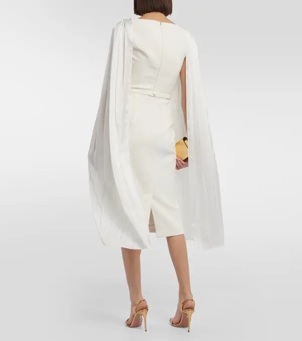 Safiyaa Essiah Crepe And Satin Midi Dress In Ivory