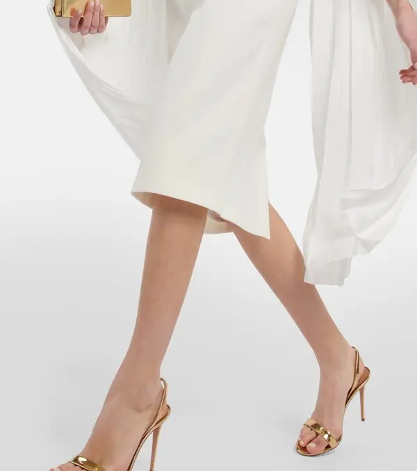 Safiyaa Essiah Crepe And Satin Midi Dress In Ivory