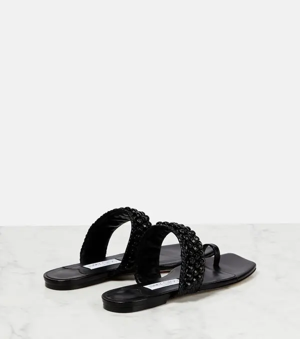 JIMMY CHOO Amoure Embellished Raffia Sandals