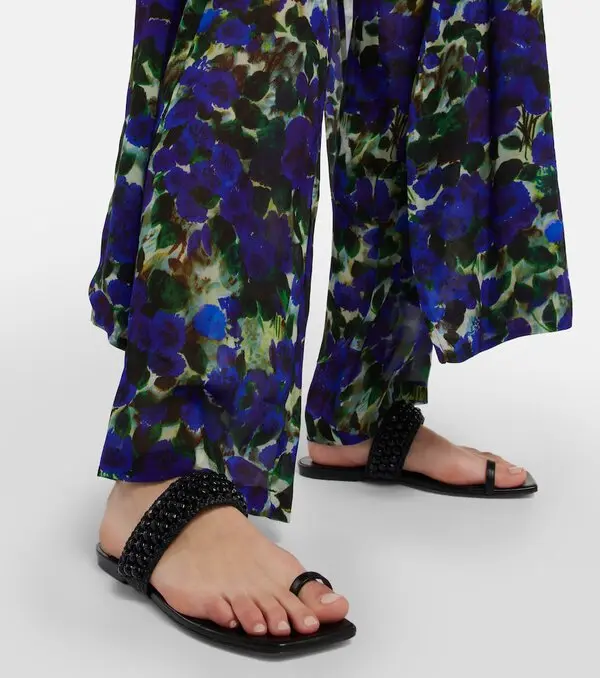 JIMMY CHOO Amoure Embellished Raffia Sandals