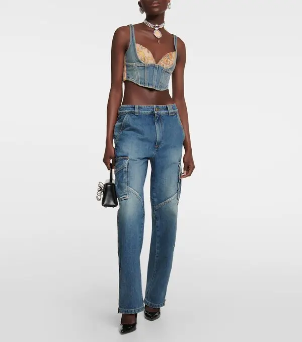 Alessandra Rich Sequin-embellished Flared Jeans