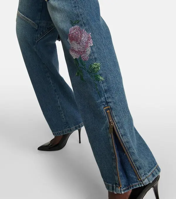Alessandra Rich Sequin-embellished Flared Jeans