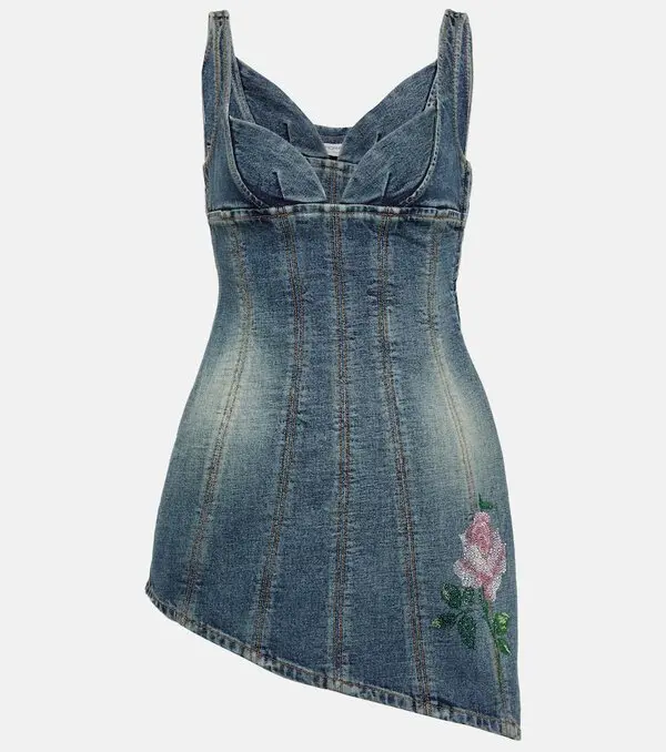 Alessandra Rich Crystal-Embellished Mini Dress In Blue - 50% Off |  Editorialist