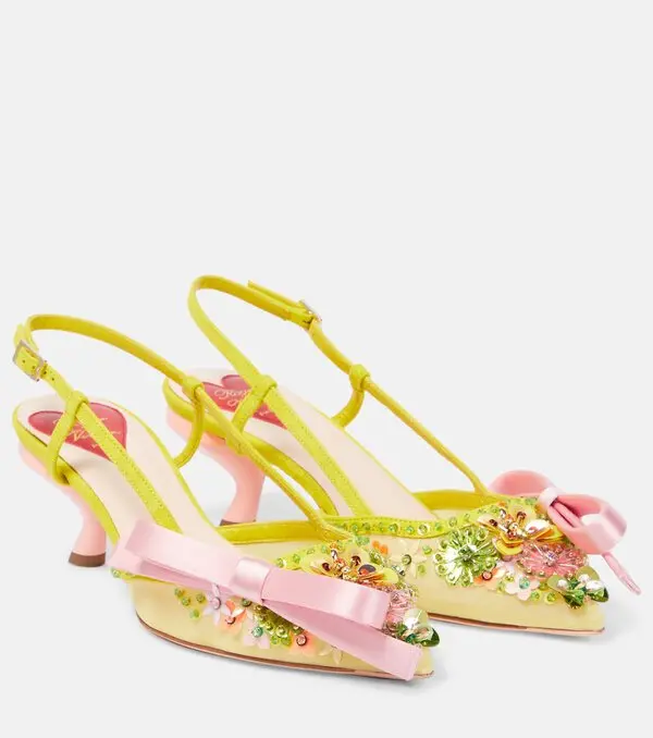 ROGER VIVIER Virgule Embellished Slingback Pumps - Yellow