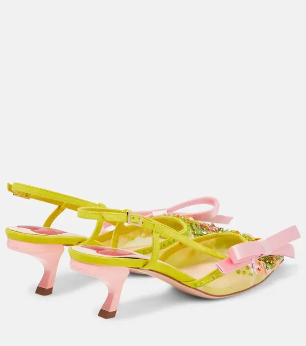 ROGER VIVIER Virgule Embellished Slingback Pumps - Yellow