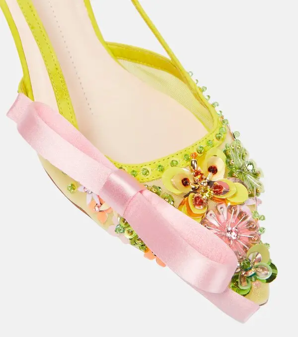 ROGER VIVIER Virgule Embellished Slingback Pumps - Yellow