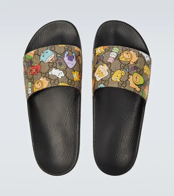 Gucci Kawaii Web Canvas Slide Sandals - No | Editorialist display picture 2