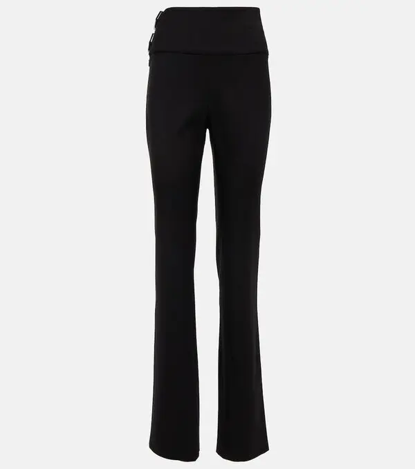 Alaïa Belted Straight Wool Pants - Black