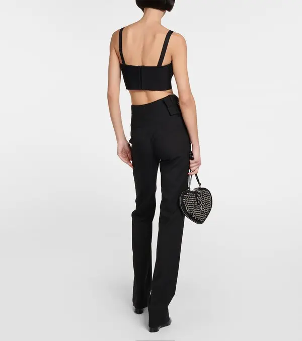 Alaïa Belted Straight Wool Pants