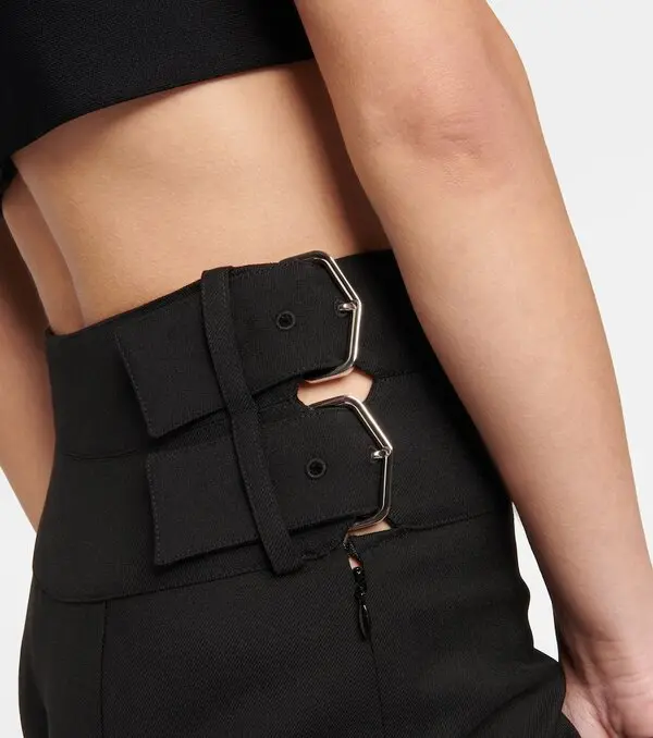 Alaïa Belted Straight Wool Pants