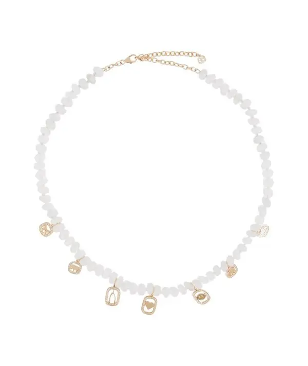 SYDNEY EVAN Multi-charm 14kt Gold Necklace With Moonstone And Diamonds - White