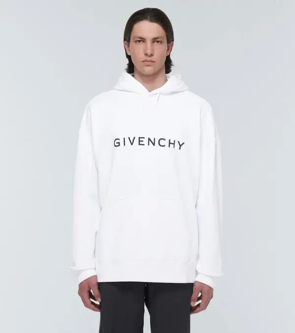 Givenchy Archetype Logo Cotton Jersey Hoodie In White - 40% Off