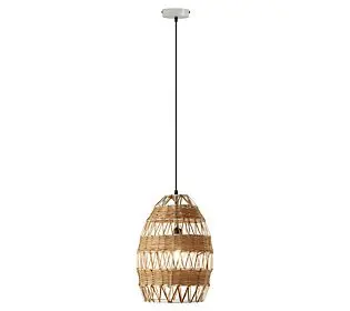 RIVER OF GOODS 12.75'w 1-light Kasey Rattan & M Etal Pendant - One-color
