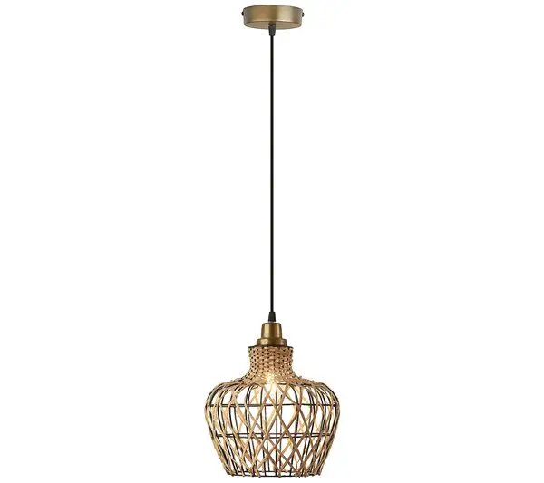 RIVER OF GOODS 10.25'w 1-light Betsy Rattan And Metal Pendant - One-color