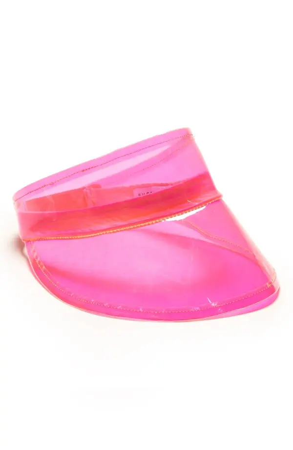 Eugenia Kim Micky Visor in Neon Pink One Size New Womens Plastic PVC Hat Sun Micky Natural – Eugenia Kim main image 3