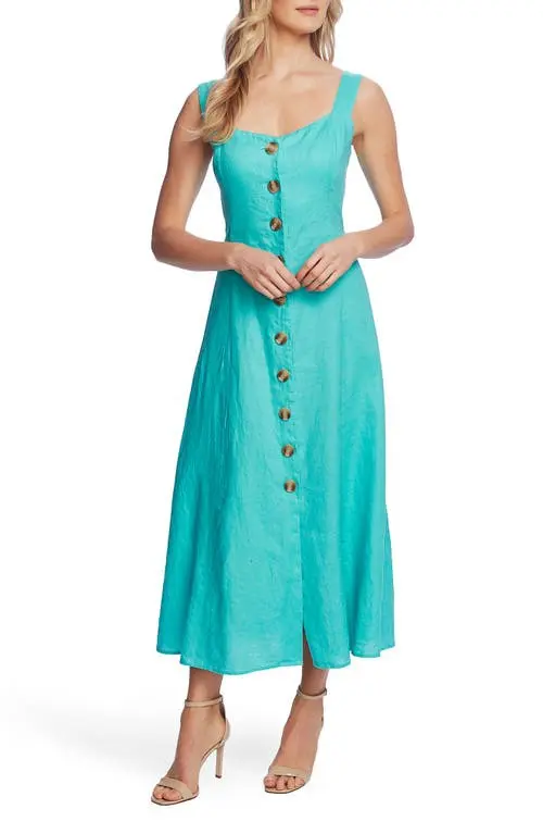 Vince Camuto Linen Midi Dress - Ocean Wave | Editorialist