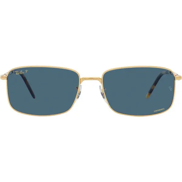 Ray-ban 57mm Polarized Rectangle Sunglasses - Polar Blue