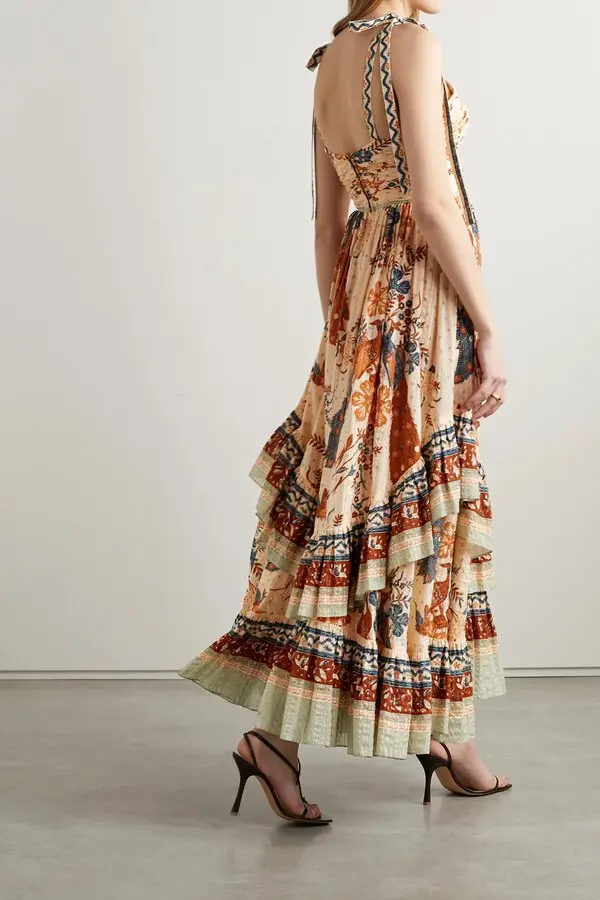 Ulla Johnson Meera Tiered Gathered Floral-Print Cotton-Blend Midi Dress In  Off-White - 50% Off | Editorialist