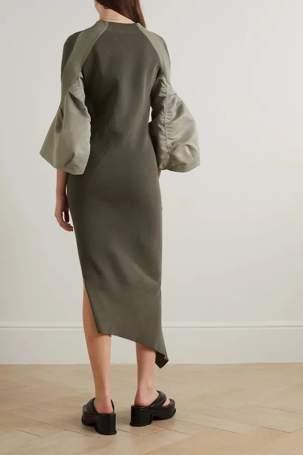 sacai green dress Sacai Green Bandana Print Cotton Scarf Trim Open Back Midi Dress S Sacai