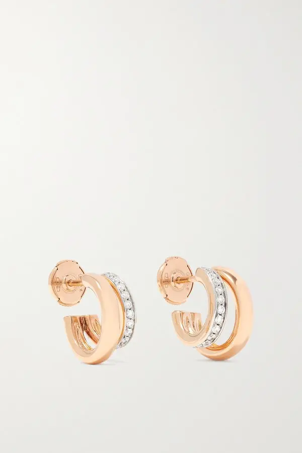 Pomellato Together 18-karat Rose Diamond Hoop Earrings - Gold