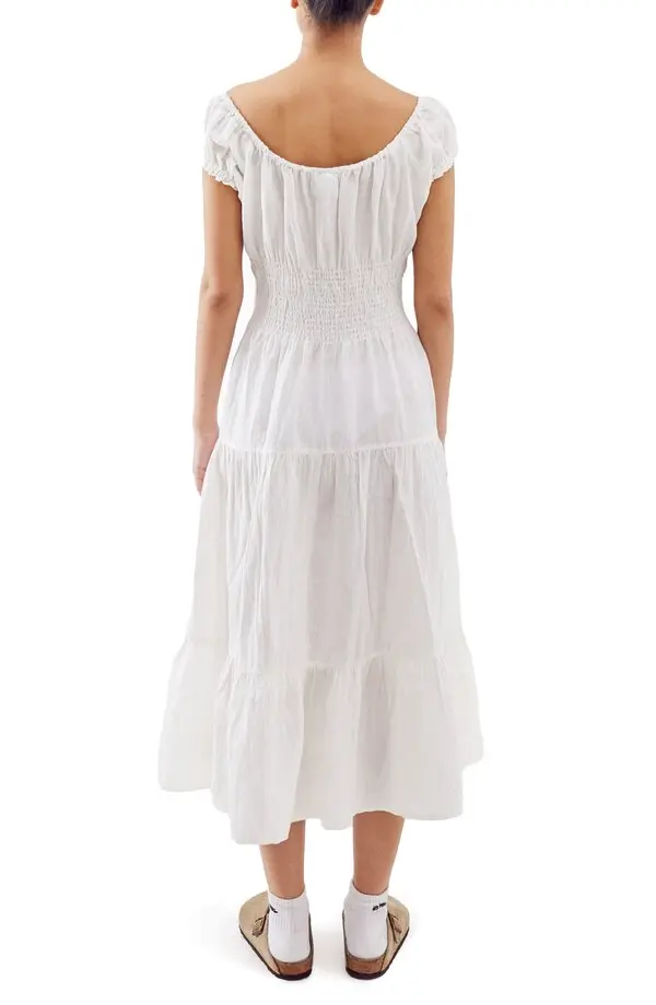Bdg Urban Outfitters Ella Smocked Linen & Cotton Dress In White - 54% Off |  Editorialist