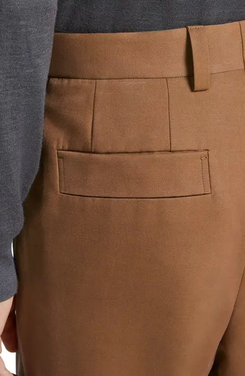 Zegna Pleated Cotton & Wool Trousers - Vicuna