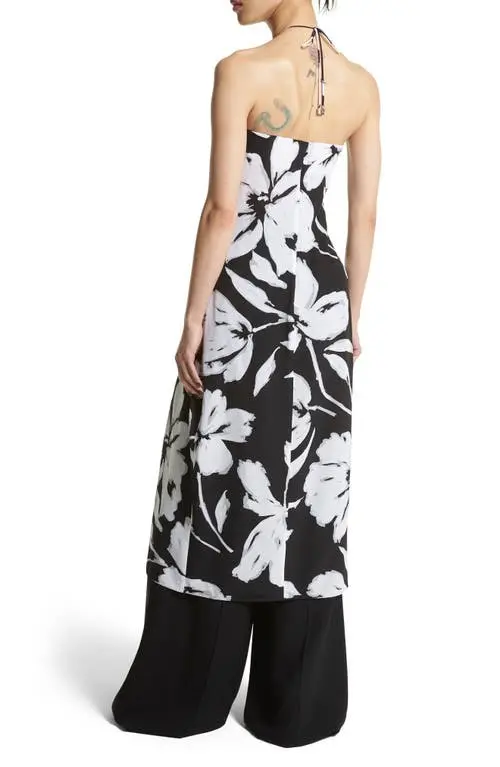 Michael Kors Brushstroke Print Silk Crepe De Chine Dress
