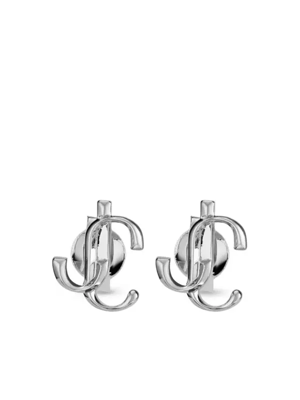 JIMMY CHOO Logo Stud Earrings - Silver